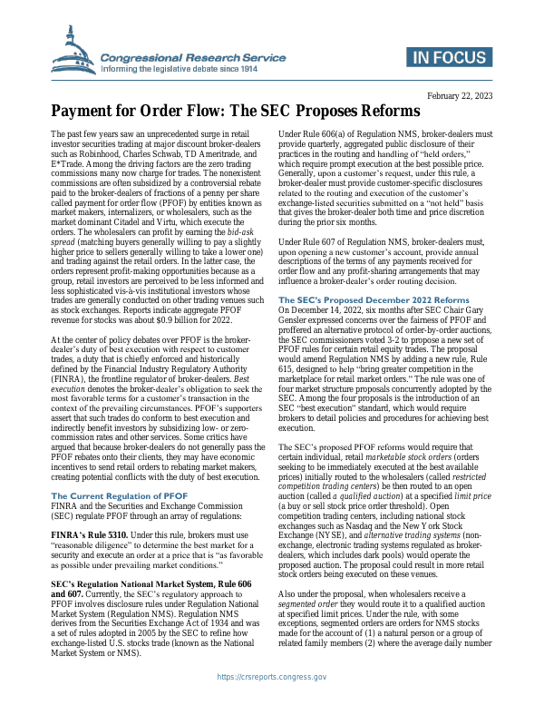 Payment for Order Flow: The SEC Proposes Reforms - EveryCRSReport.com