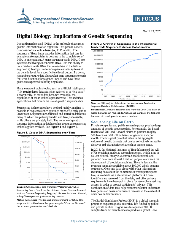 Digital Biology: Implications of Genetic Sequencing - EveryCRSReport.com
