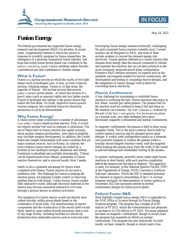 Fusion Energy - EveryCRSReport.com