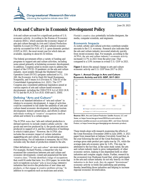 Arts and Culture in Economic Development Policy - EveryCRSReport.com