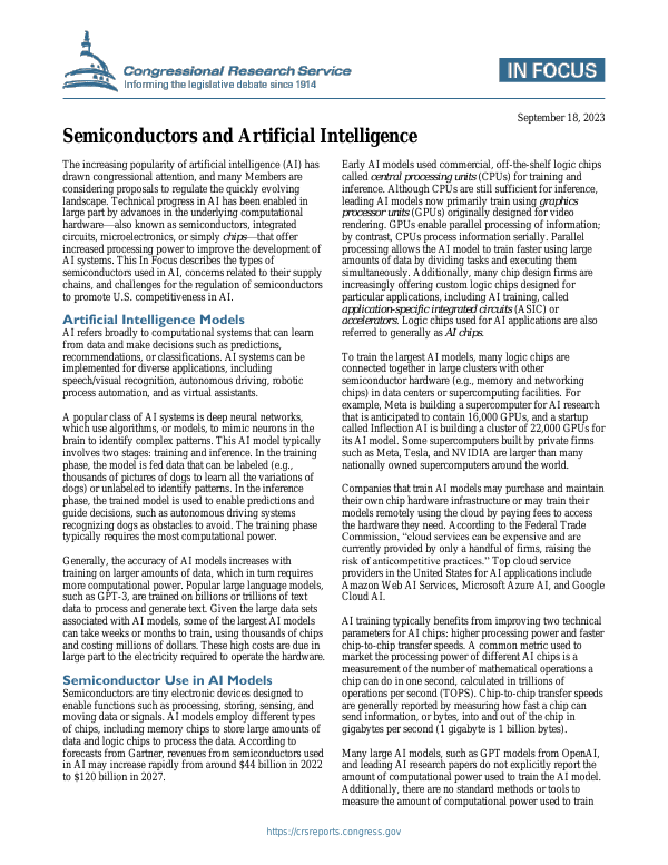 Semiconductors and Artificial Intelligence - EveryCRSReport.com