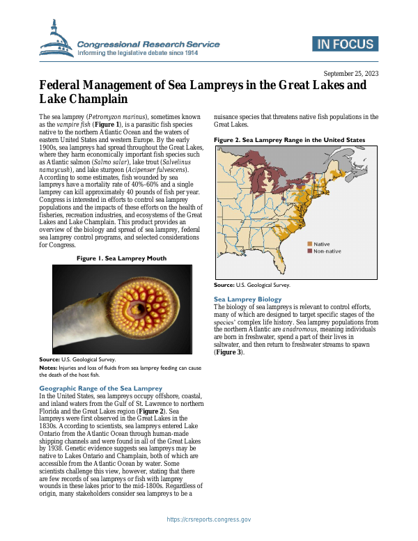 Federal Management of Sea Lampreys in the Great Lakes and Lake ...