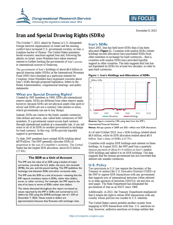 Iran and Special Drawing Rights (SDRs) - EveryCRSReport.com
