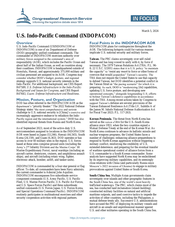 U.S. Indo-Pacific Command (INDOPACOM) - EveryCRSReport.com