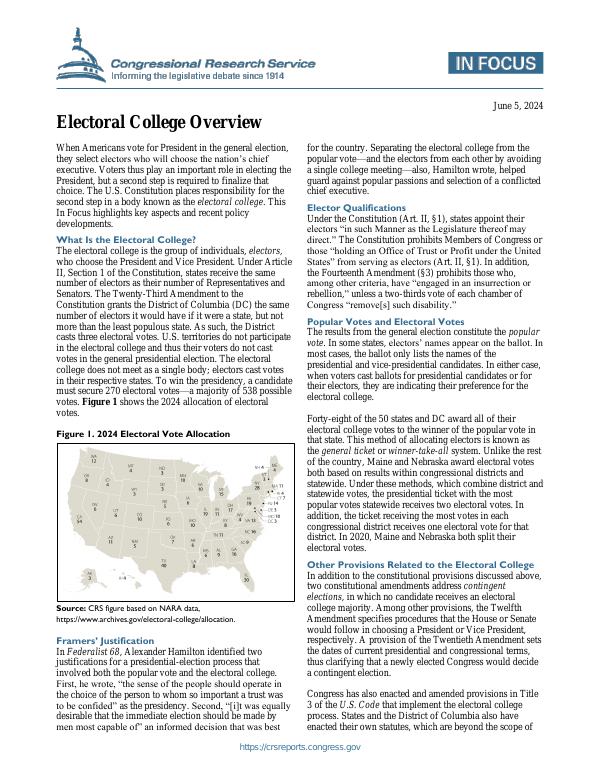Electoral College Overview - EveryCRSReport.com
