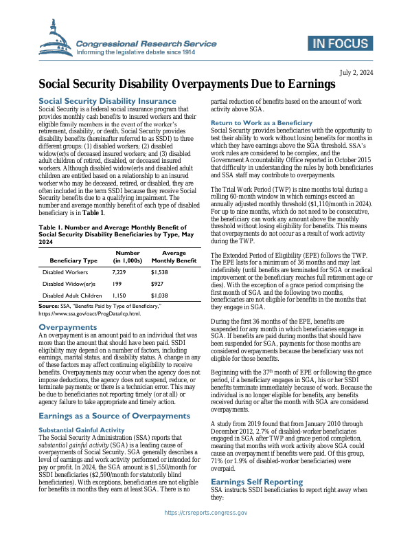 Social Security Disability Overpayments Due to Earnings ...