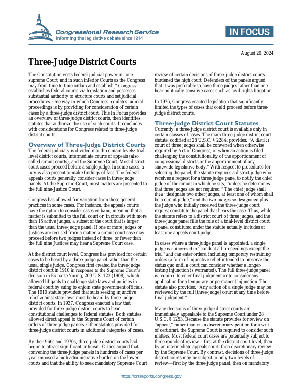 Three-Judge District Courts - EveryCRSReport.com