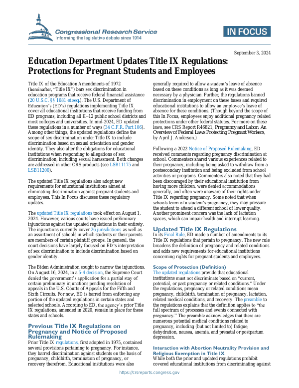 Education Department Updates Title IX Regulations: Protections for ...