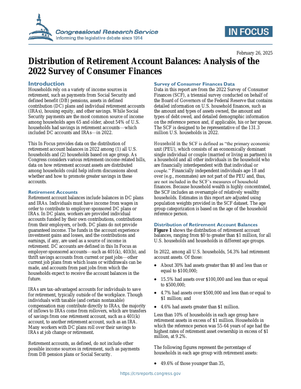 Distribution of Retirement Account Balances: Analysis of the 2022 ...