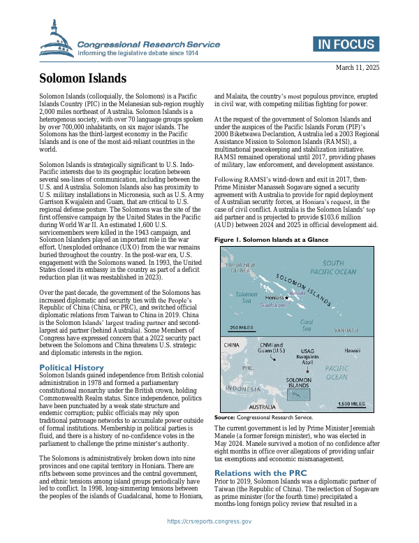 Solomon Islands - EveryCRSReport.com
