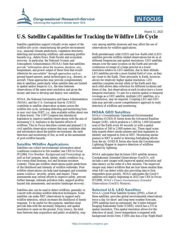 U.S. Satellite Capabilities for Tracking the Wildfire Life Cycle ...