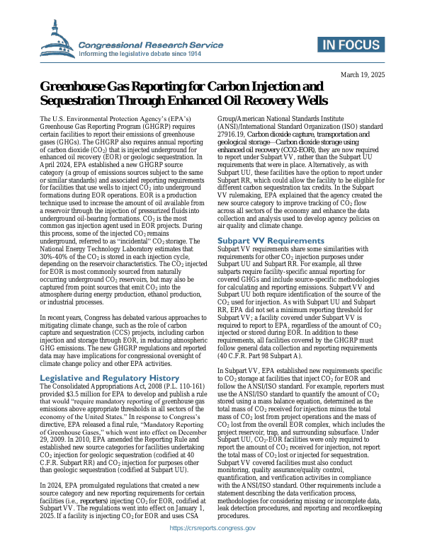Greenhouse Gas Reporting for Carbon Injection and Sequestration Through ...