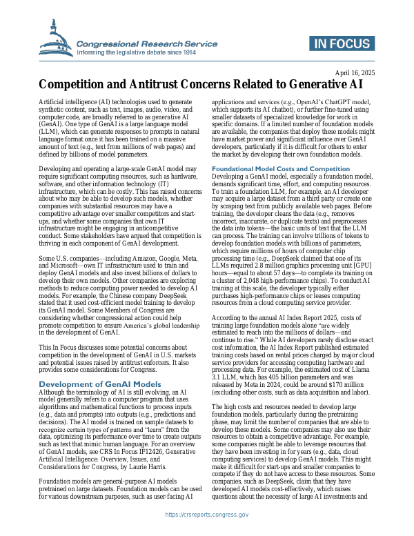 Competition and Antitrust Concerns Related to Generative AI ...
