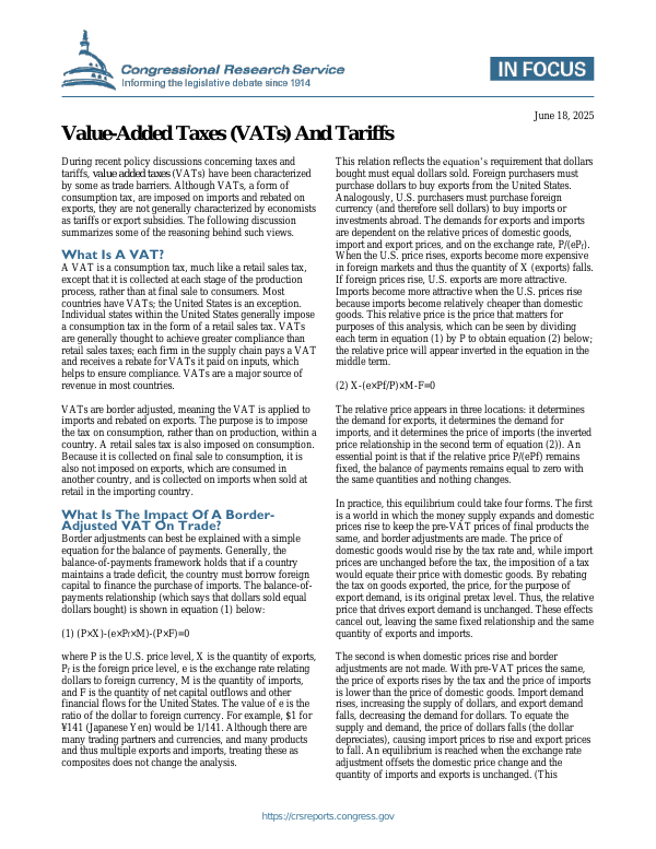 Value-Added Taxes (VATs) And Tariffs - EveryCRSReport.com