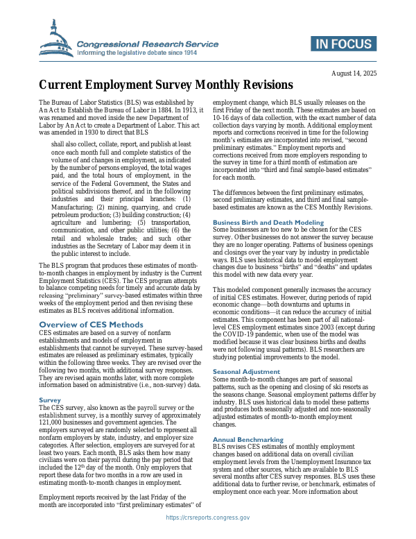 Current Employment Survey Monthly Revisions - EveryCRSReport.com