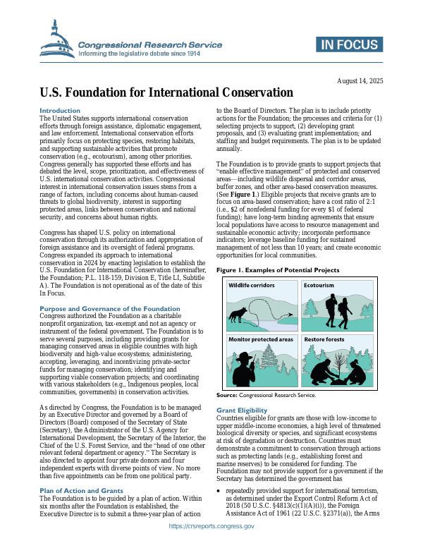 U.S. Foundation for International Conservation - EveryCRSReport.com