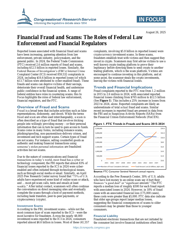 Financial Fraud and Scams: The Roles of Federal Law Enforcement and ...