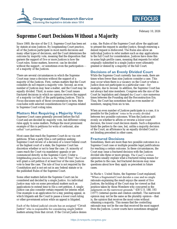 Supreme Court Decisions Without a Majority - EveryCRSReport.com