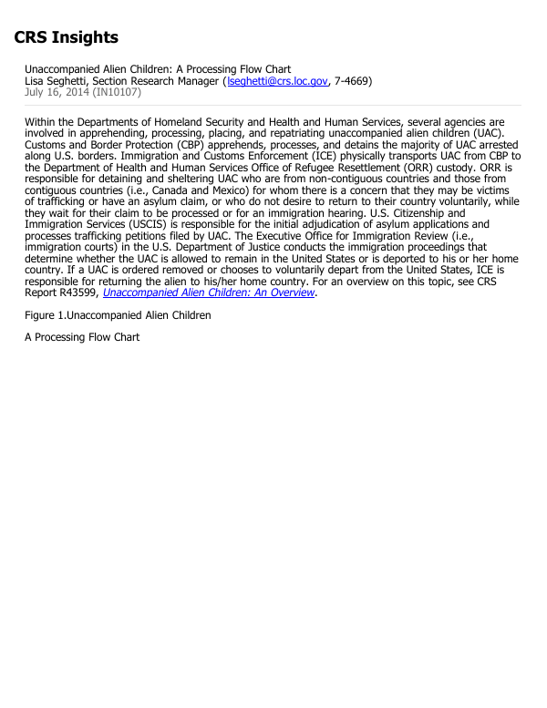 Unaccompanied Alien Children: A Processing Flow Chart - EveryCRSReport.com