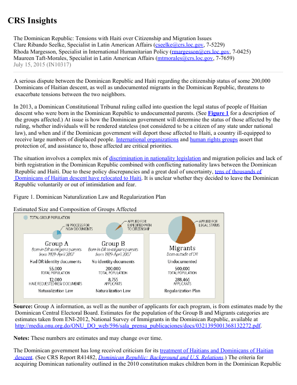The Dominican Republic: Tensions with Haiti over Citizenship and ...