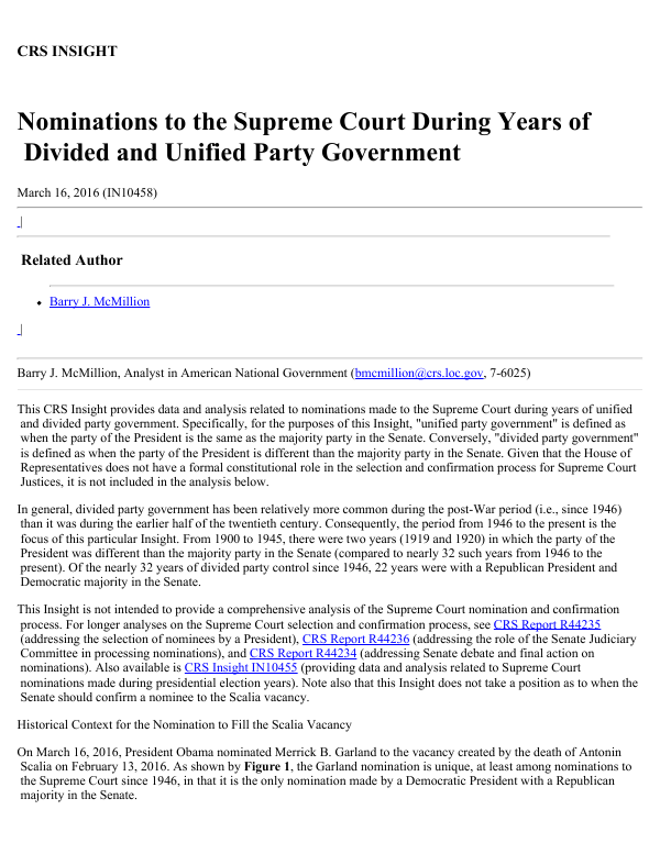 Nominations to the Supreme Court During Years of Divided and Unified ...