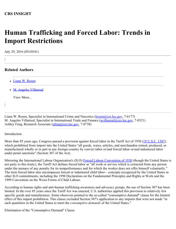 Human Trafficking and Forced Labor: Trends in Import Restrictions ...