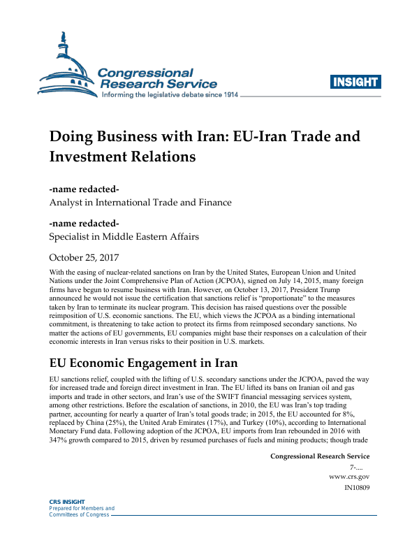 Doing Business with Iran: EU-Iran Trade and Investment Relations ...