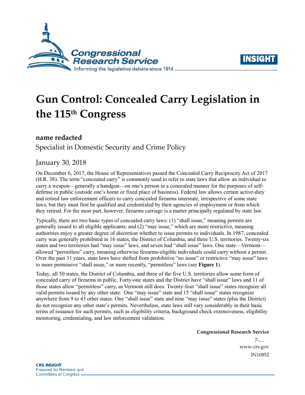 Gun Control: Concealed Carry Legislation in the 115th Congress ...