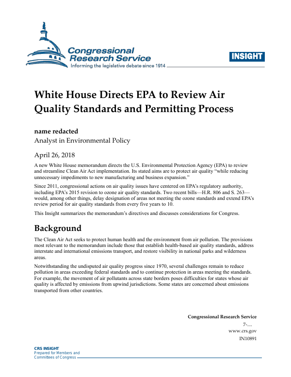 White House Directs EPA to Review Air Quality Standards and Permitting ...