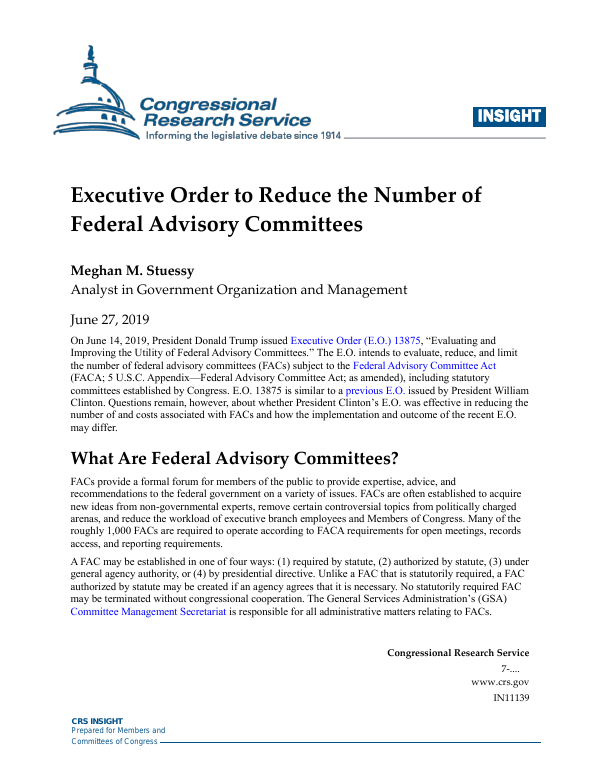 Executive Order to Reduce the Number of Federal Advisory Committees ...
