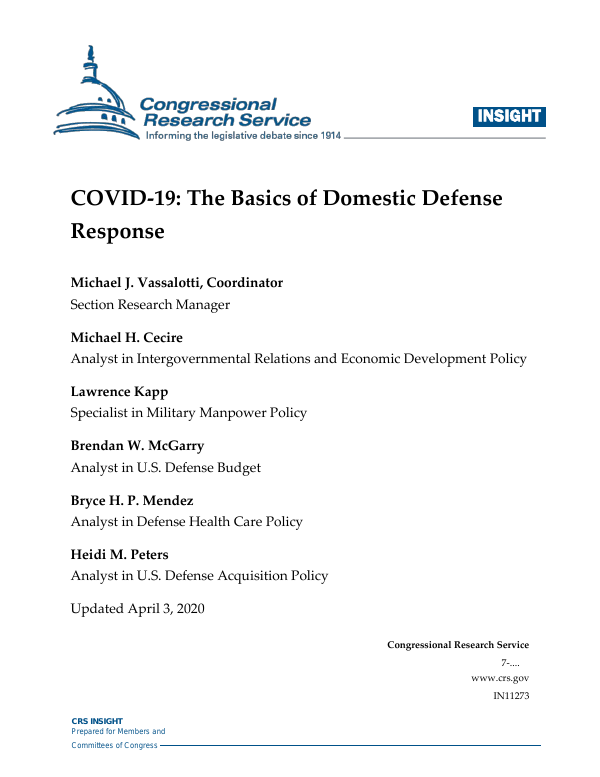 COVID-19: The Basics of Domestic Defense Response - EveryCRSReport.com