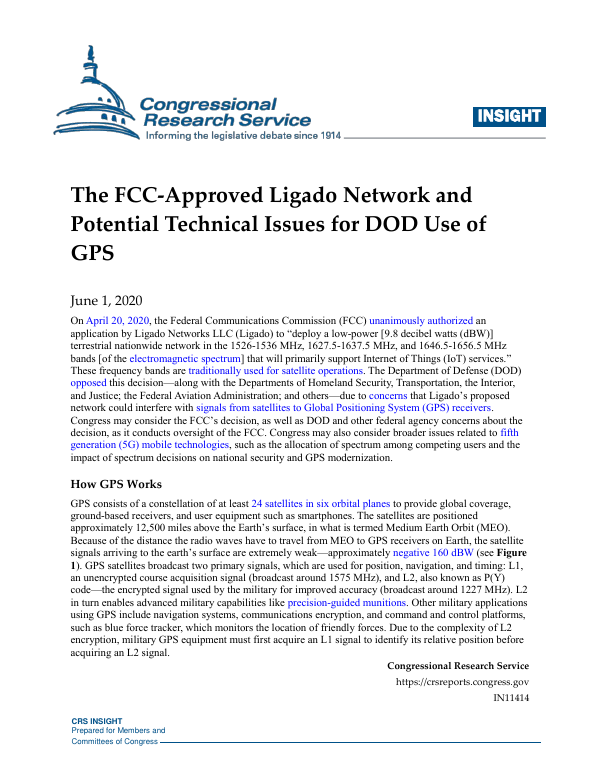The FCC-Approved Ligado Network and Potential Technical Issues for DOD ...