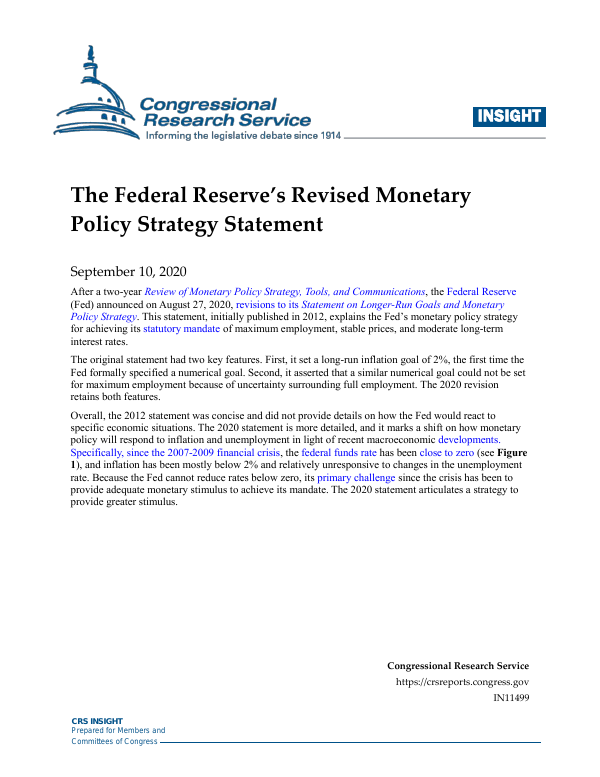 The Federal Reserve’s Revised Monetary Policy Strategy Statement ...