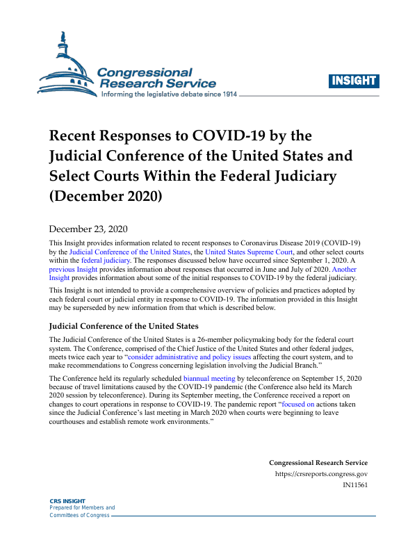 Recent Responses to COVID-19 by the Judicial Conference of the United ...