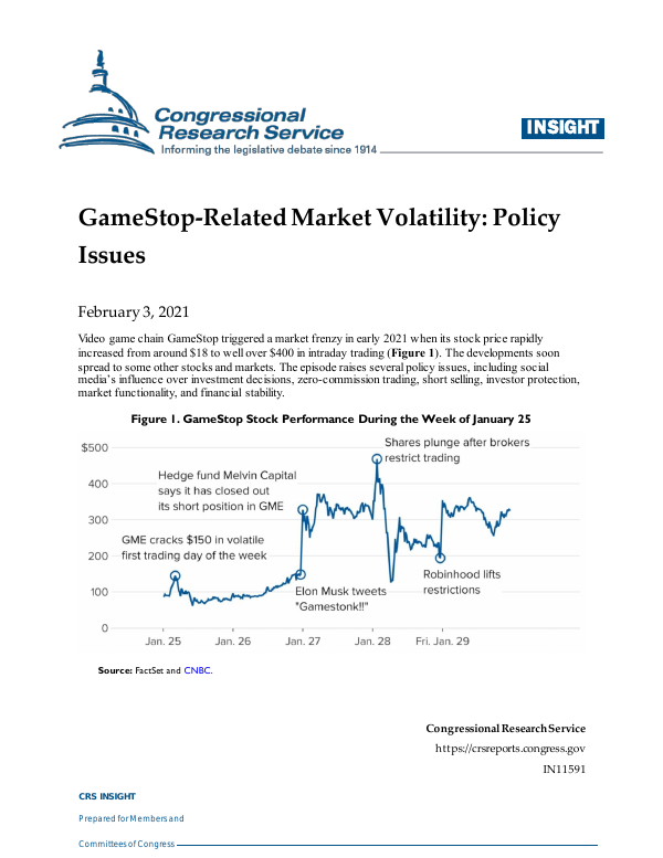 GameStop-Related Market Volatility: Policy Issues - EveryCRSReport.com