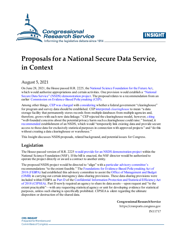 Proposals for a National Secure Data Service, in Context ...