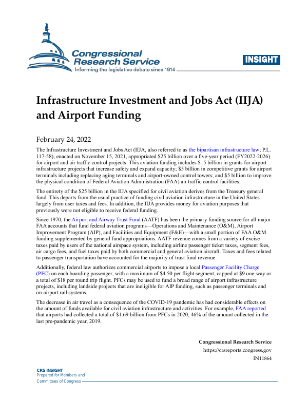 Infrastructure Investment and Jobs Act (IIJA) and Airport Funding ...