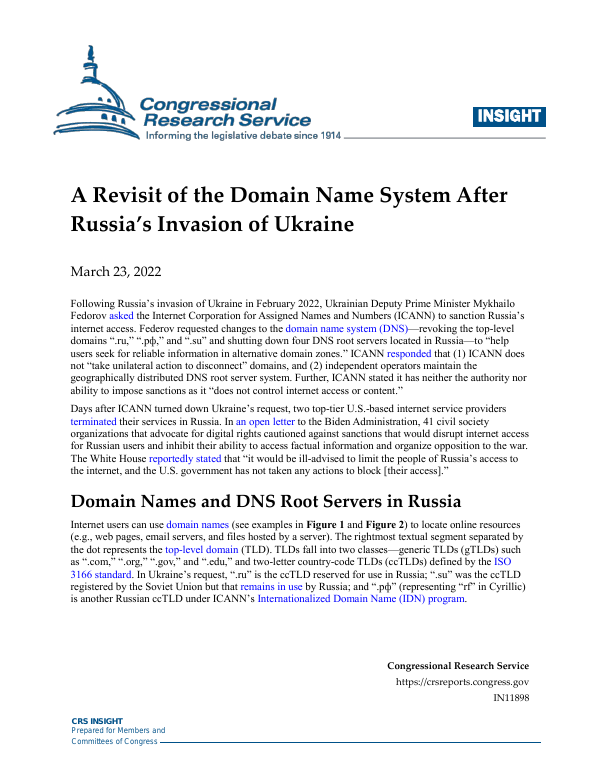 A Revisit of the Domain Name System After Russia’s Invasion of Ukraine ...