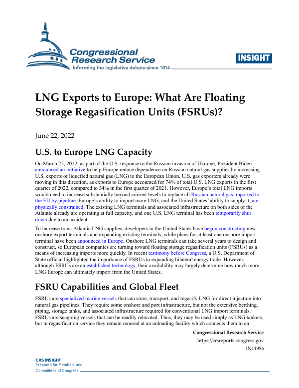 LNG Exports to Europe: What Are Floating Storage Regasification Units ...