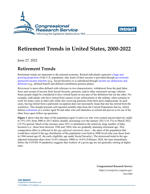 Retirement Trends in United States, 2000-2022 - EveryCRSReport.com