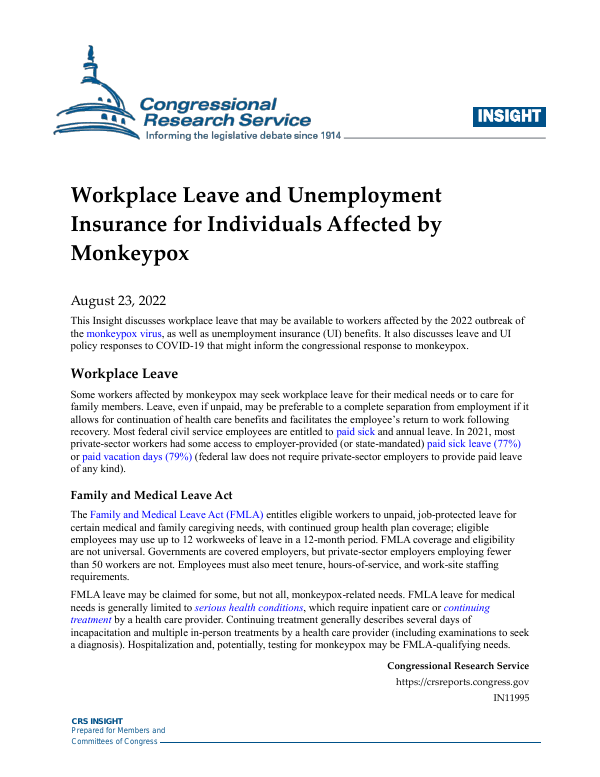 Workplace Leave and Unemployment Insurance for Individuals Affected by ...