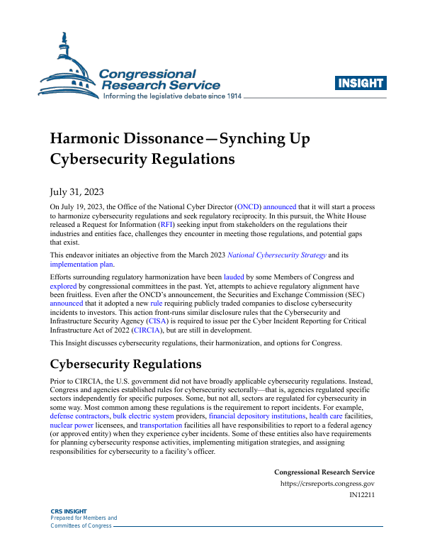 Harmonic Dissonance—Synching Up Cybersecurity Regulations ...