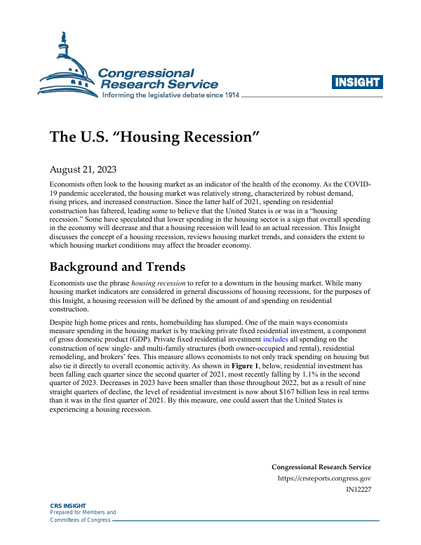 The U.S. “Housing Recession” - EveryCRSReport.com