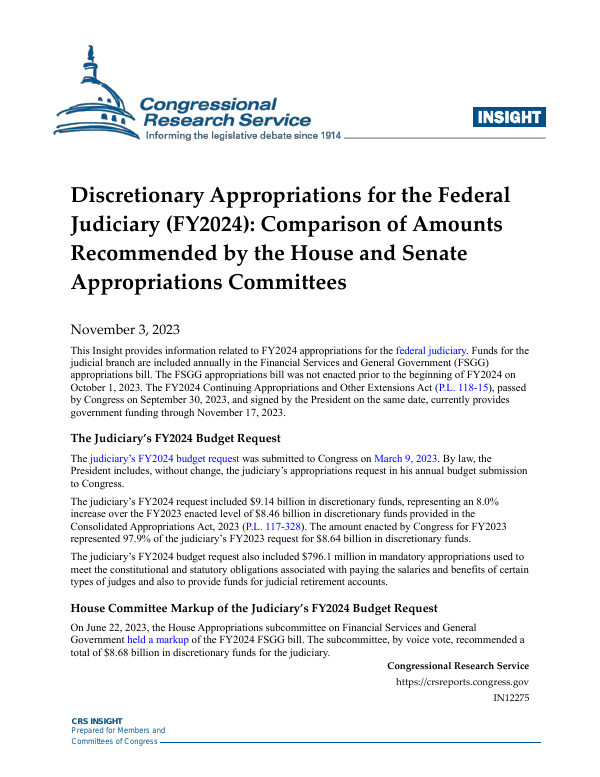 Discretionary Appropriations for the Federal Judiciary (FY2024 ...