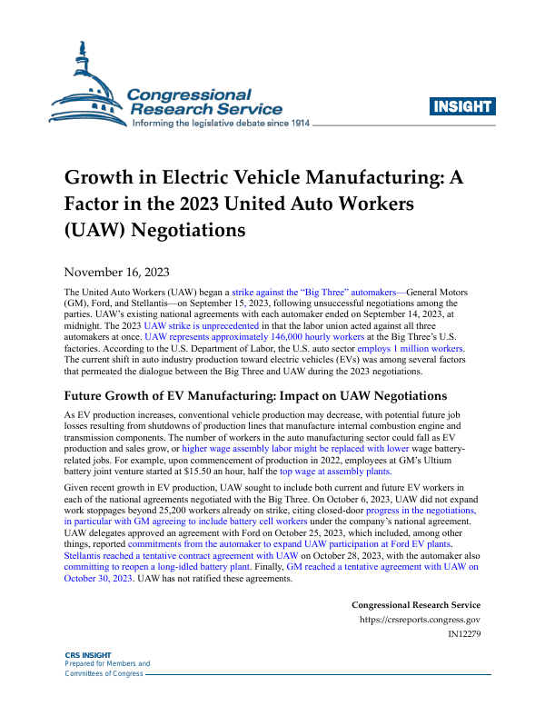 Growth in Electric Vehicle Manufacturing: A Factor in the 2023 United ...