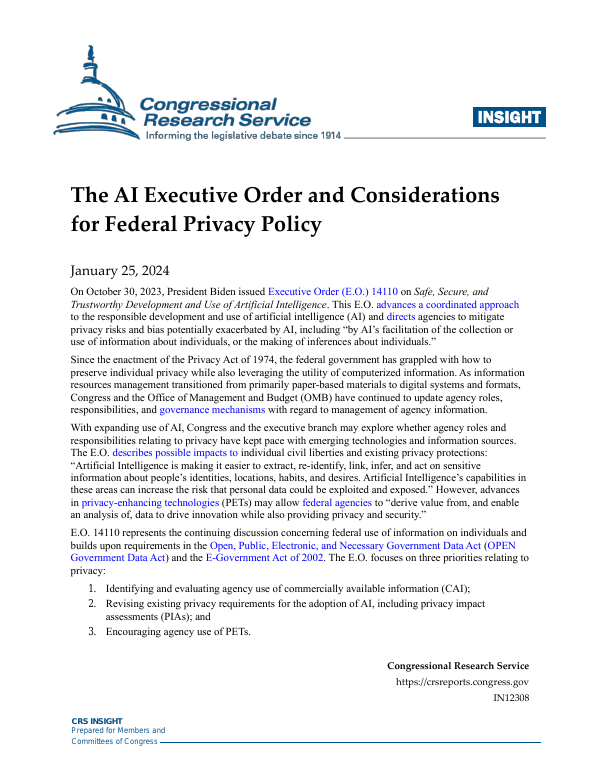 The AI Executive Order and Considerations for Federal Privacy Policy ...