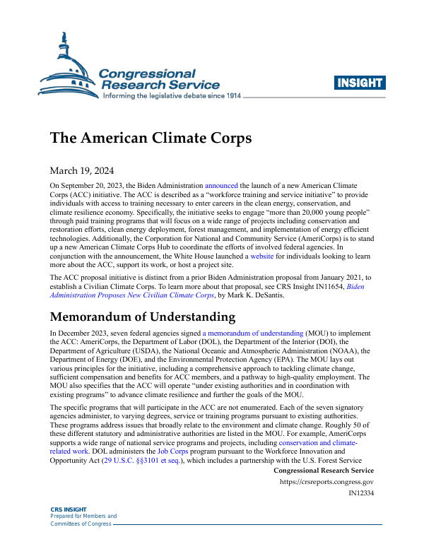 The American Climate Corps - EveryCRSReport.com