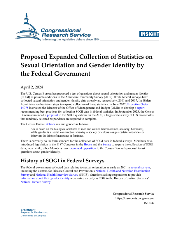 Proposed Expanded Collection of Statistics on Sexual Orientation and ...