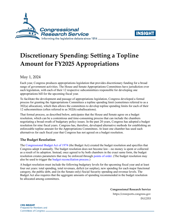 Discretionary Spending: Setting a Topline Amount for FY2025 ...