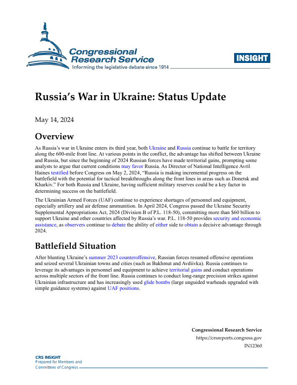 Russia’s War in Ukraine: Status Update - EveryCRSReport.com